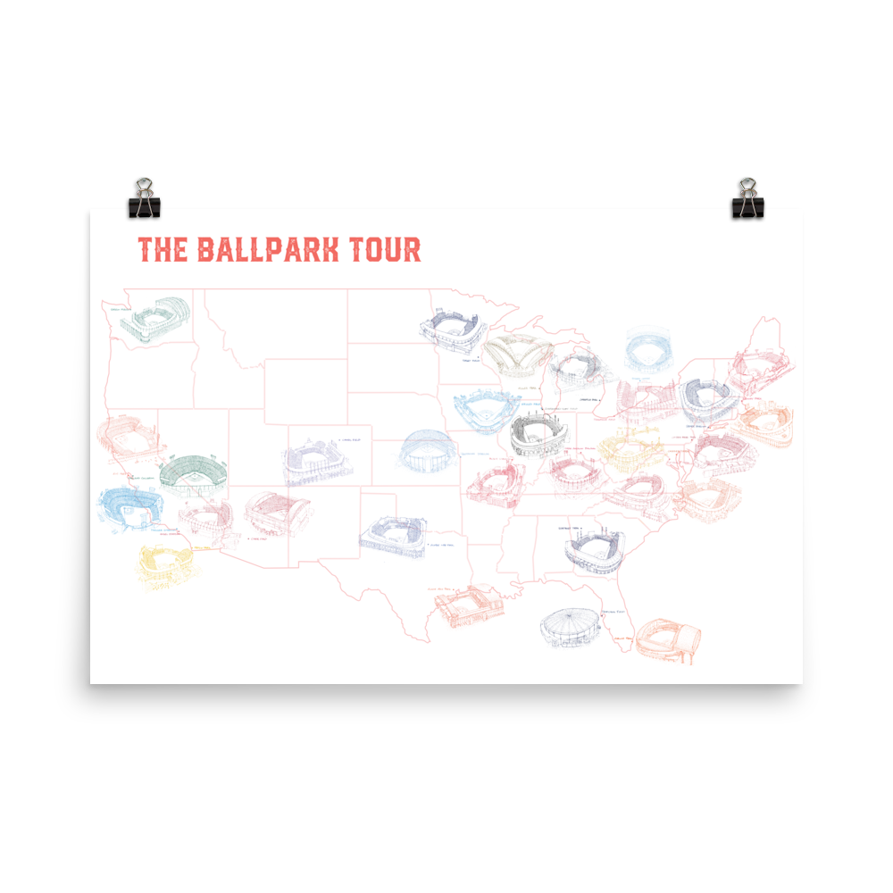 MLB Stadiums Map + Custom Frame for Emylee – Designs By Patterson